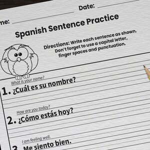 10 Spanish Sentence Practice Worksheets for Kids | Printable Spanish ...