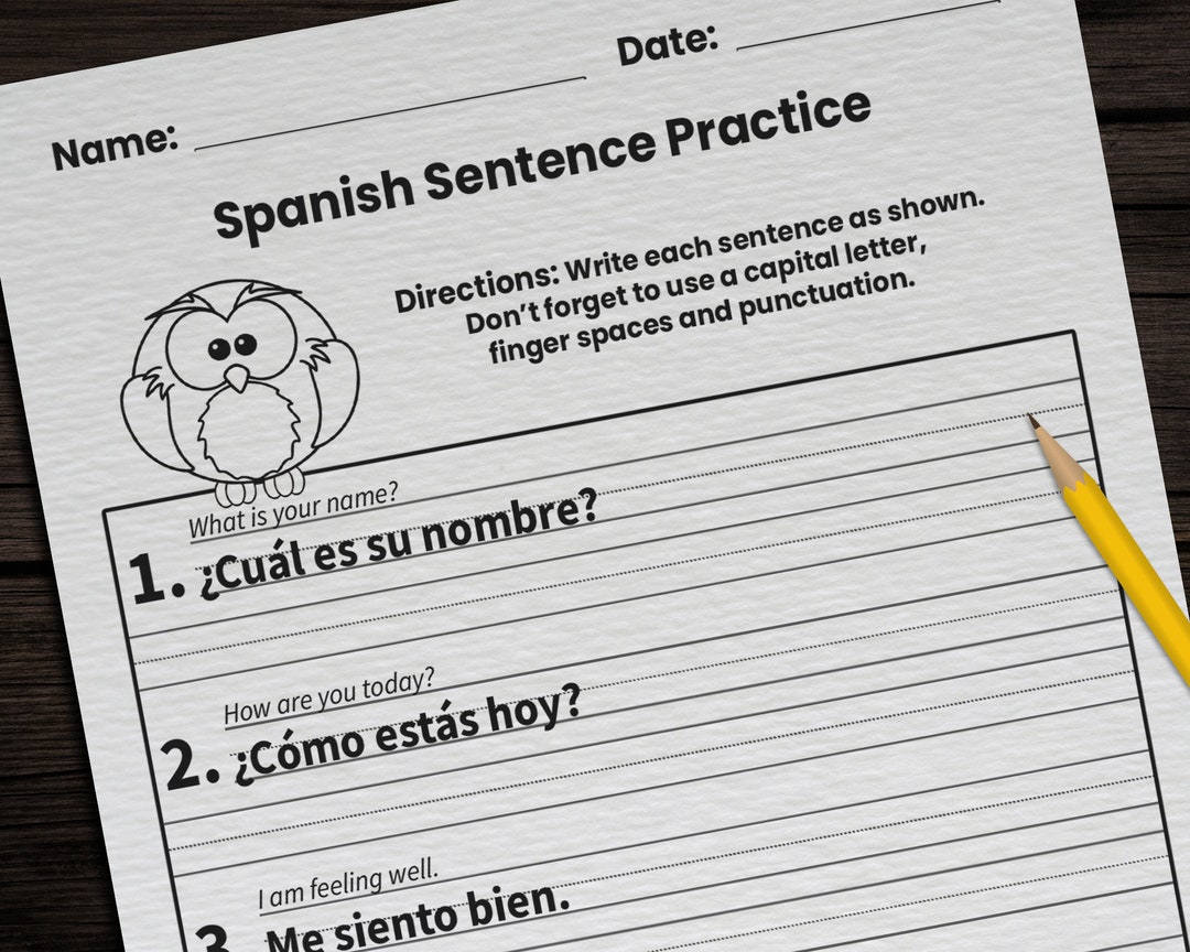 10 Spanish Sentence Practice Worksheets for Kids | Printable Spanish ...