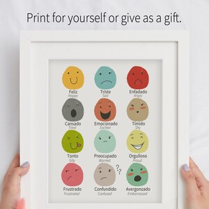 Spanish & English Emotions Poster Printable | Preschool Bilingual Kid ...