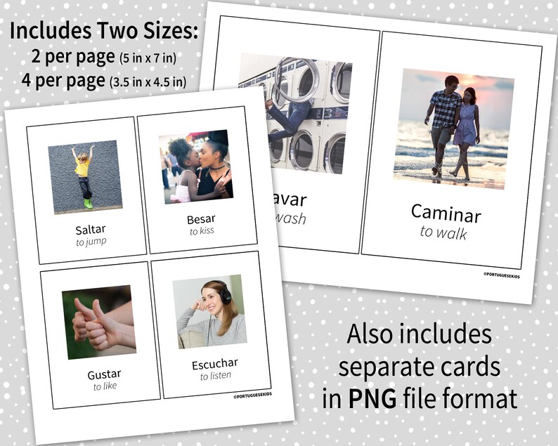 36 Spanish & English Verb Flashcards Printable Spanish - Etsy