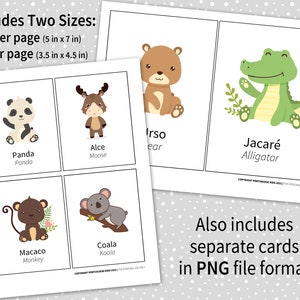 24 Portuguese & English Animals Flashcards Printable Brazil Child ...