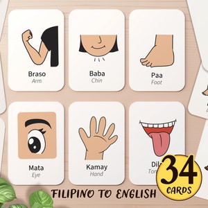 34 Filipino & English Human Body Bilingual Flashcards for Kids Learn ...