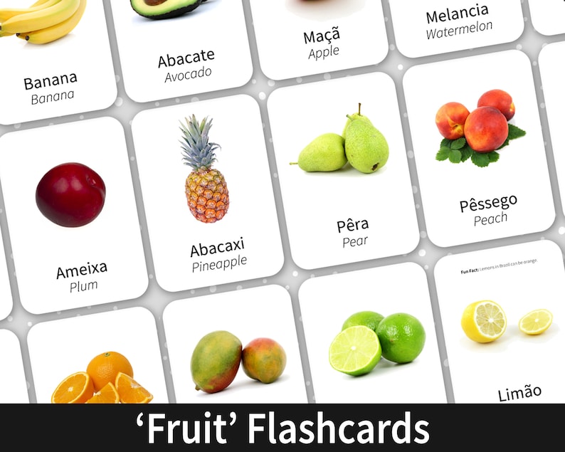 Learning Portuguese Bundle 350 Portuguese Flashcards for Kids Printable ...