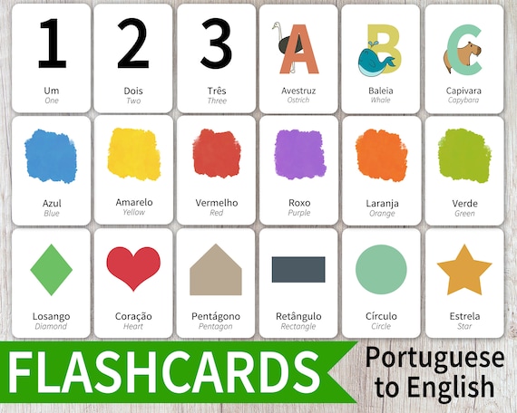 74 Portuguese & English BUNDLE Flashcards Printable Brazil - Etsy