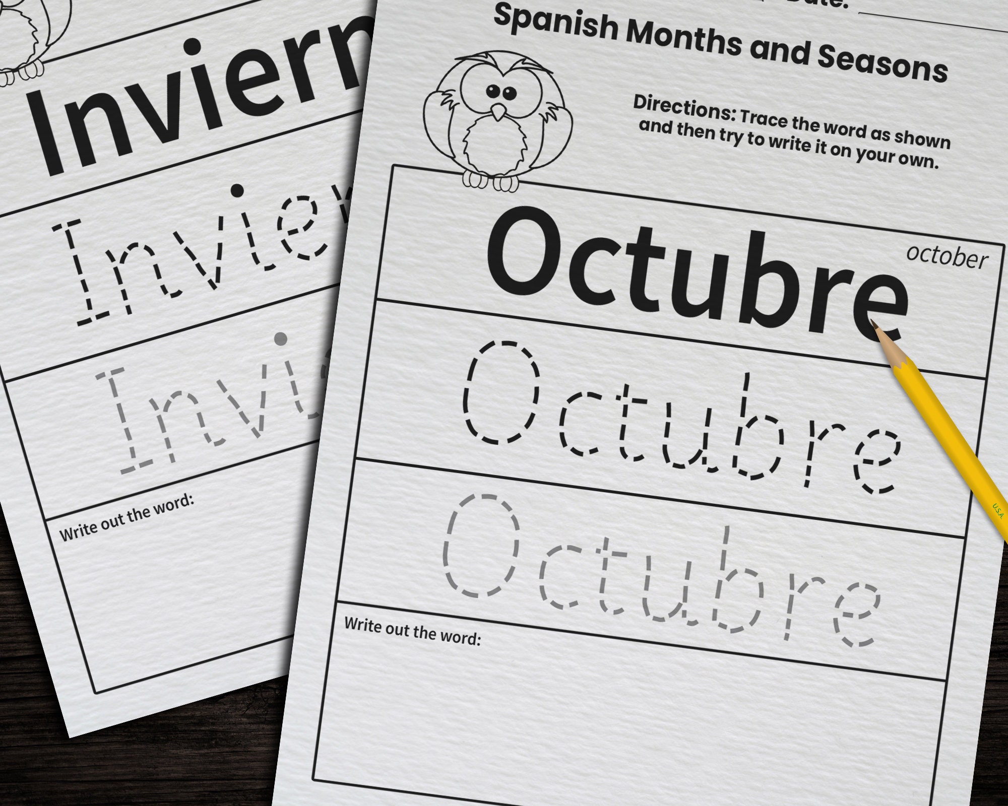 Spanish Seasons Worksheets
