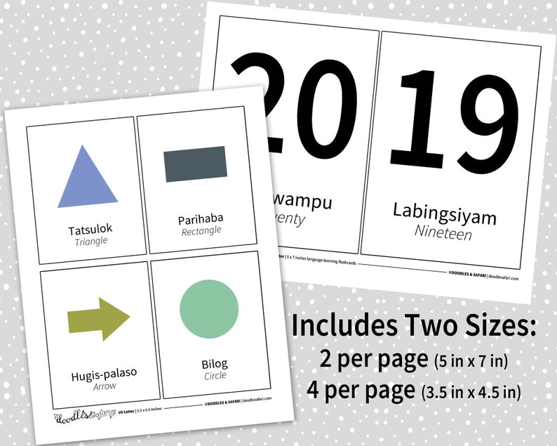 Filipino Basics Bundle Flashcards Tagalog Numbers Day Month Seasons ...