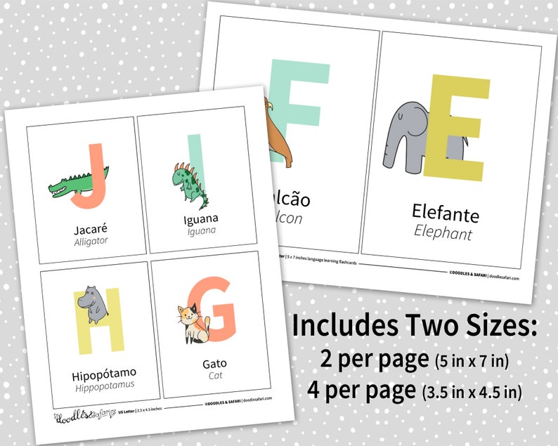 26 Portuguese & English ABC Bilingual Flashcards Printable | Preschool ...