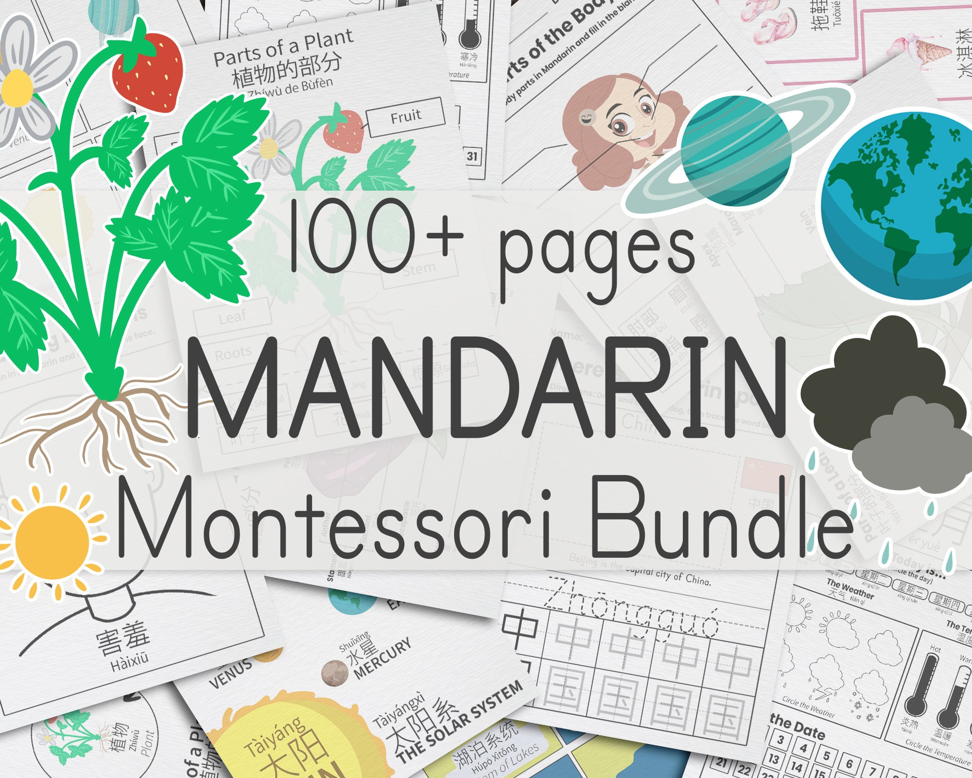 Mandarin Chinese Montessori Language Bundle | 120+ Pages of Science ...