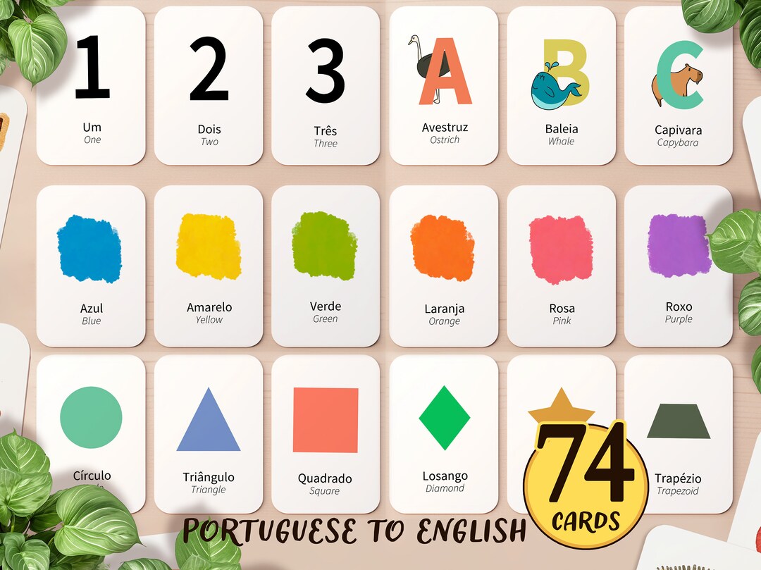 74 Portuguese & English BUNDLE Flashcards Printable | Brazil Preschool ...