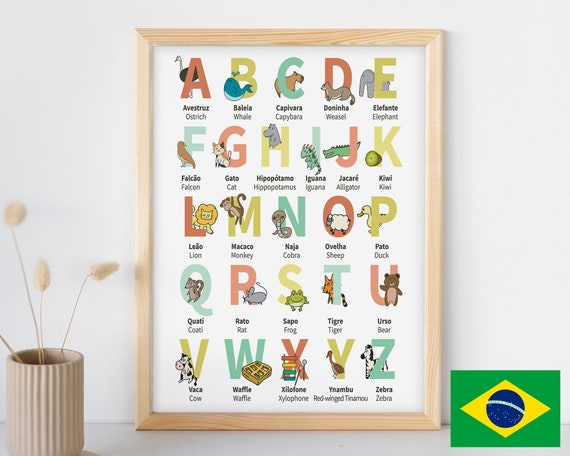 Portuguese & English ABC Poster Printable Preschool | Etsy