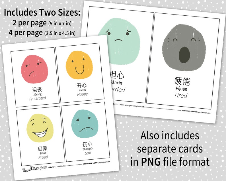 Emotions in Mandarin Chinese & English: Bilingual Flashcards for Kids ...