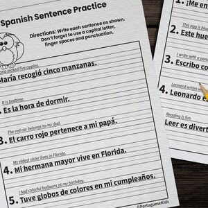 10 Spanish Sentence Practice Worksheets for Kids | Printable Spanish ...