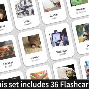36 Spanish & English Verb Flashcards | Printable Spanish Language ...
