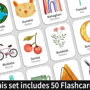 50 First Words Filipino & English: Filipino Bilingual Flashcards for ...