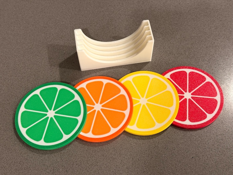 Citrus-themed Coaster Bundle - Set of 4 With Holder (orange, Lemon ...