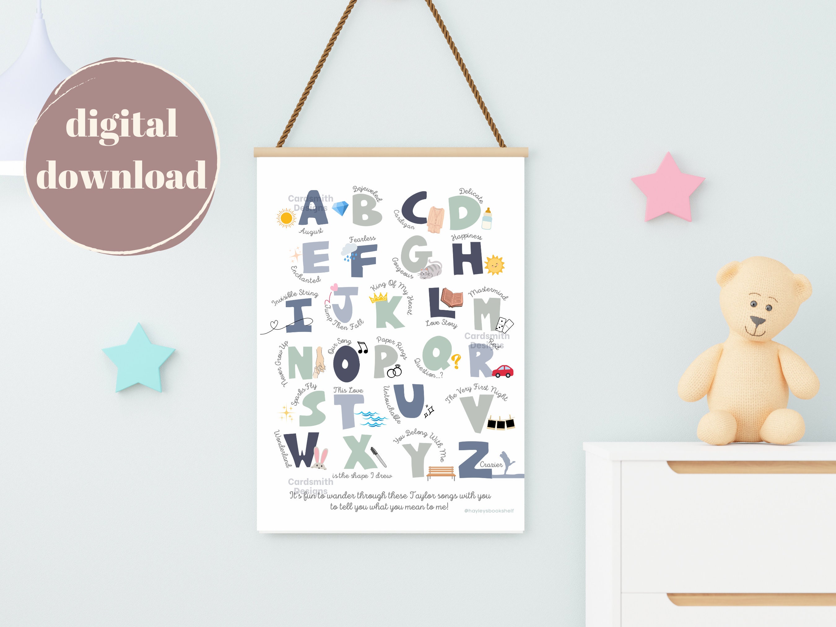 Taylor Swift Alphabet Print - Etsy