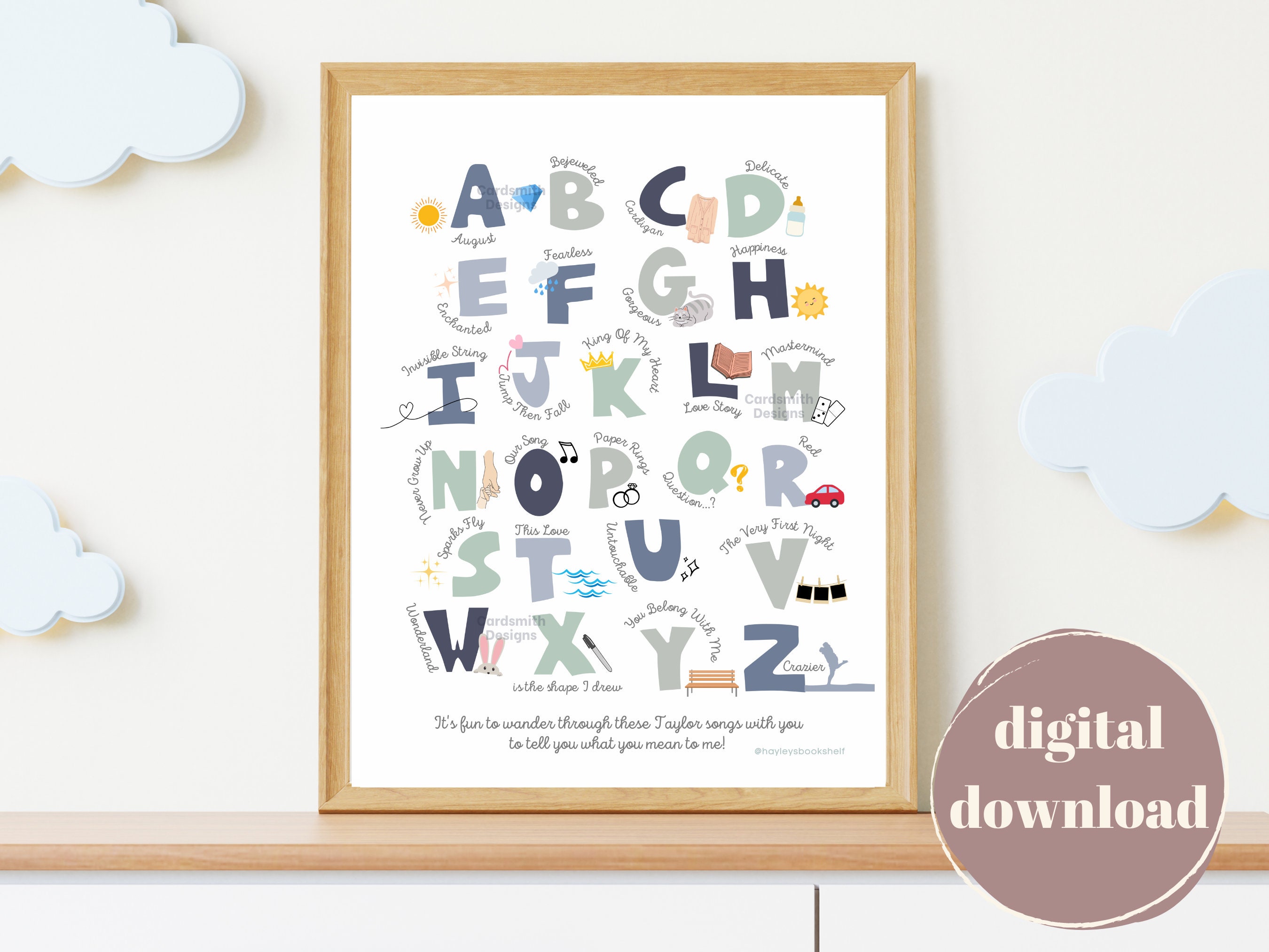Taylor Swift Alphabet Print - Etsy