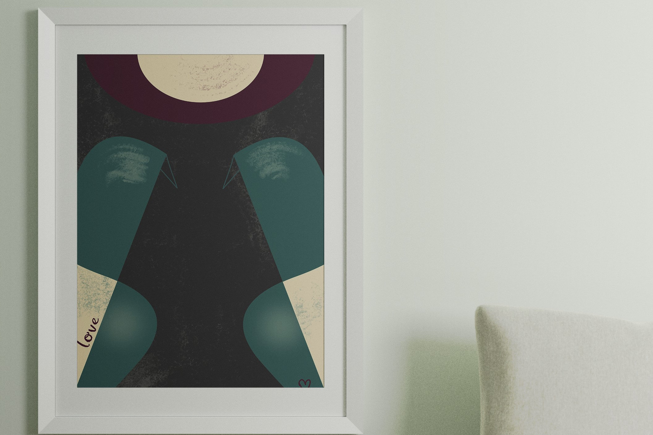 Bird Couple Drawing Geometric Bird Drawing Inseparable Bird - Etsy UK