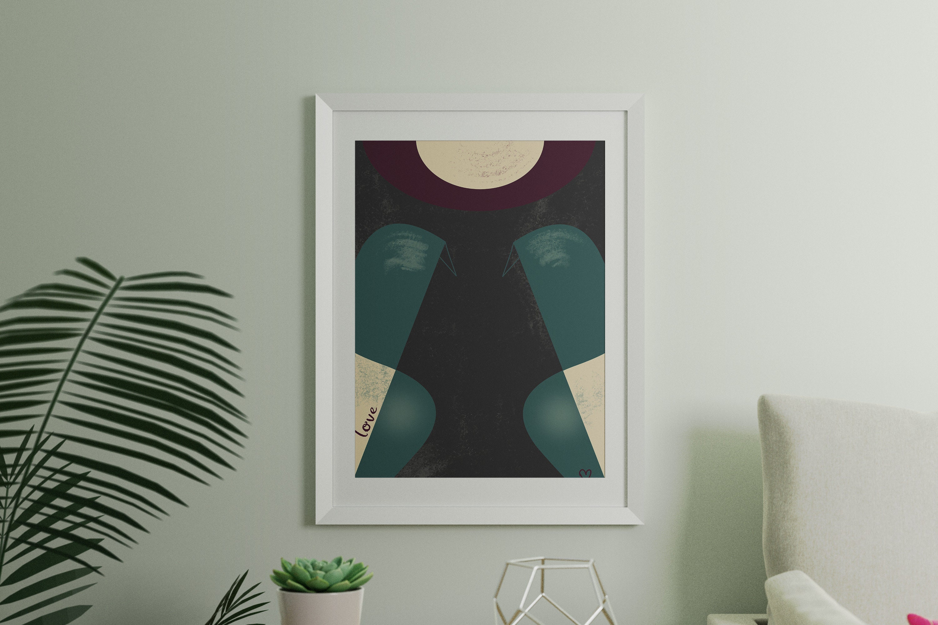 Bird Couple Drawing Geometric Bird Drawing Inseparable Bird - Etsy UK