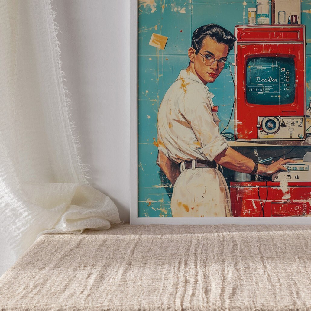 Vintage Medical Innovation Poster, Stylized Radiology Technician ...