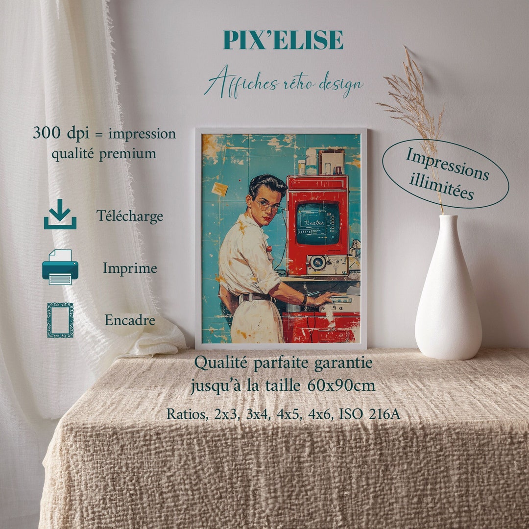 Vintage Medical Innovation Poster, Stylized Radiology Technician ...