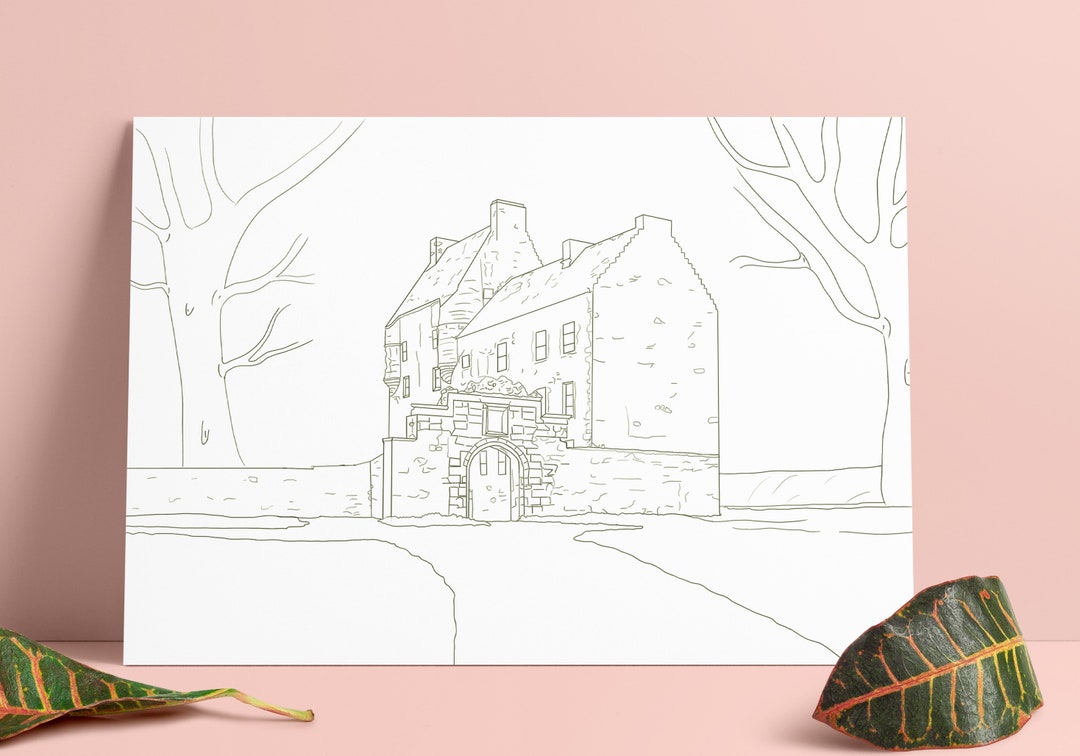 Lallybroch Outlander Poster, Drawing of Jamie Fraser's House in ...