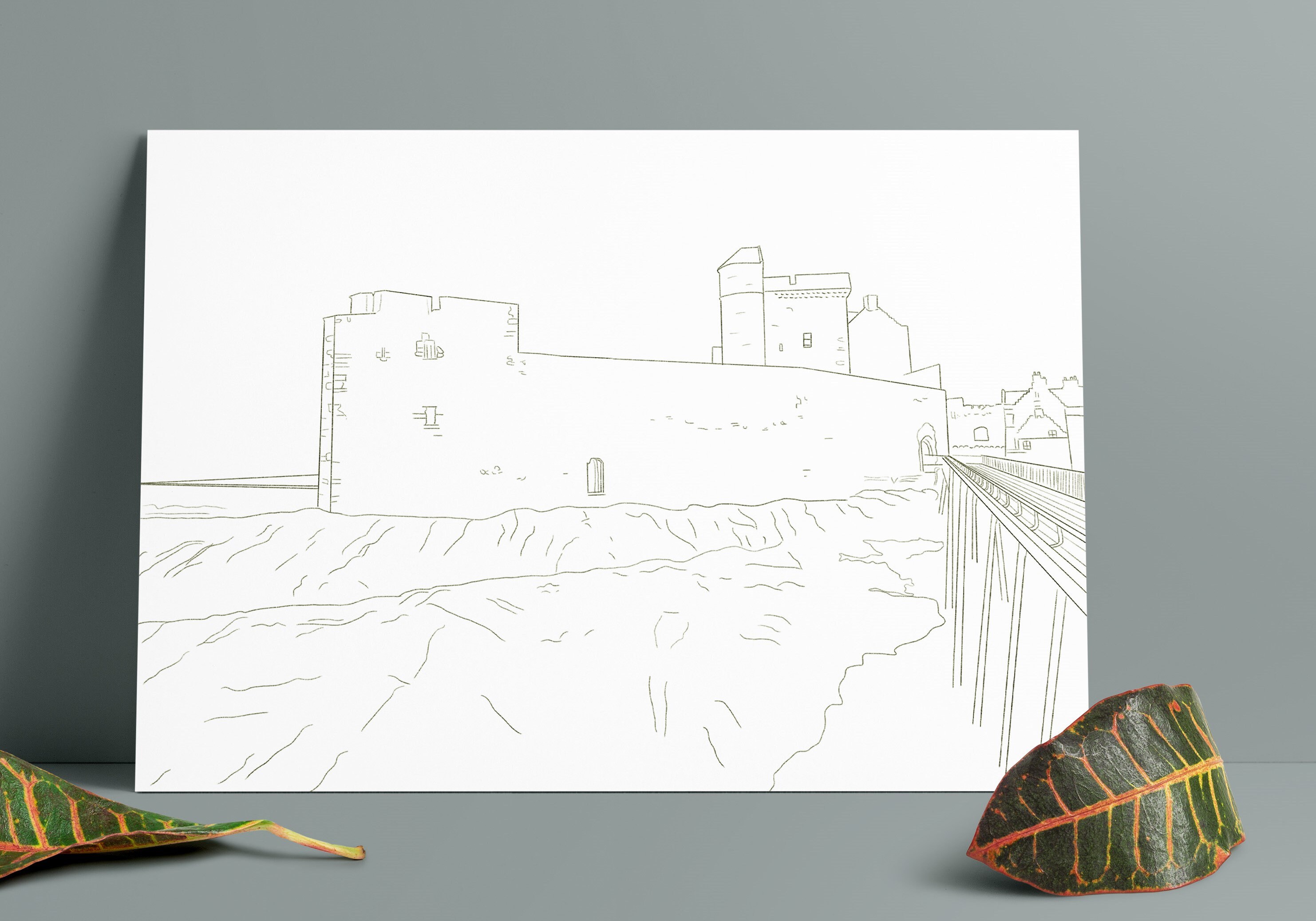 Outlander Drawing Blackness Castle Drawing Claire and Jamie - Etsy