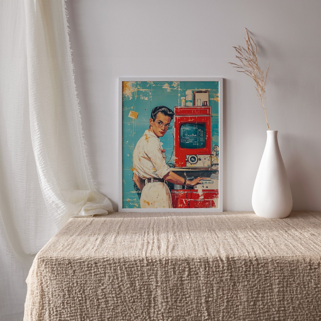Vintage Poster of a Young Male Doctor or Nurse Who is Working on ...