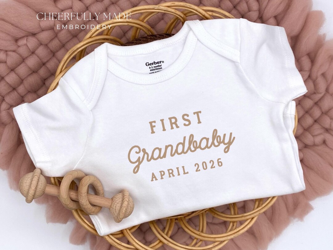 Embroidered First Grandbaby MONTH Year Bodysuit, Grandparents Pregnancy ...