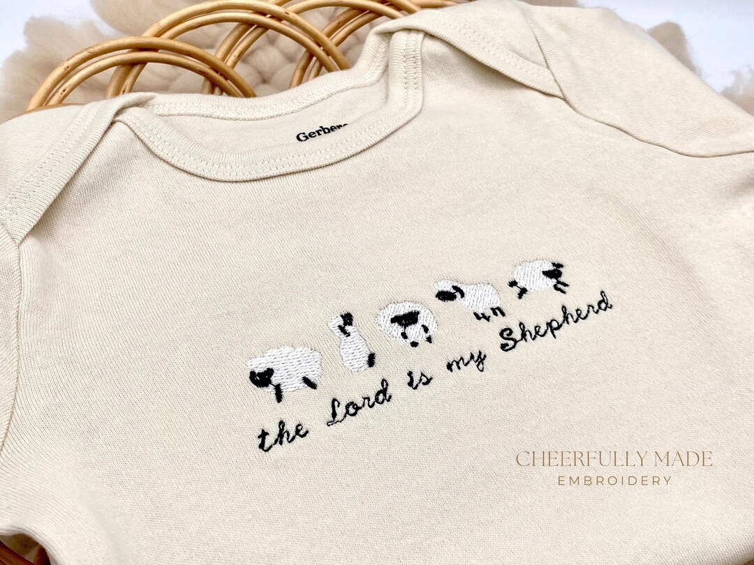 Embroidered the Lord is My Shepherd Bodysuit, White Sheep Bodysuit ...