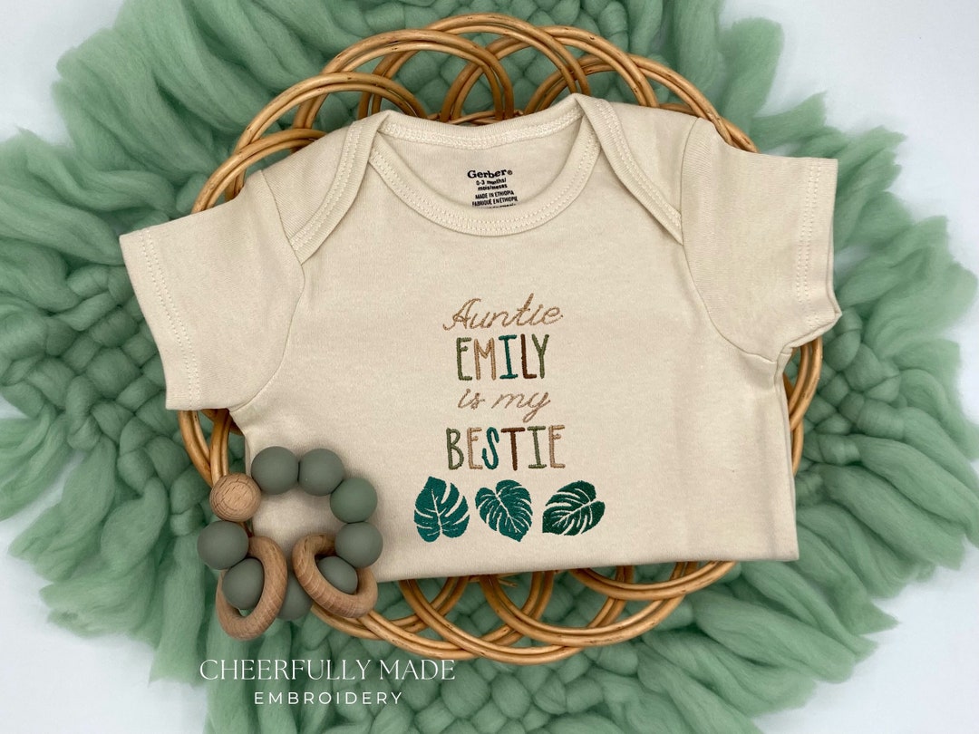 Embroidered Auntie is My Bestie Plant Bodysuit Gift, Plant Lover Aunt ...