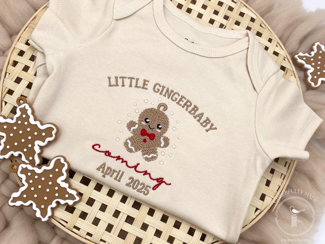Embroidered Little Gingerbaby Coming Bodysuit, Christmas Pregnancy ...