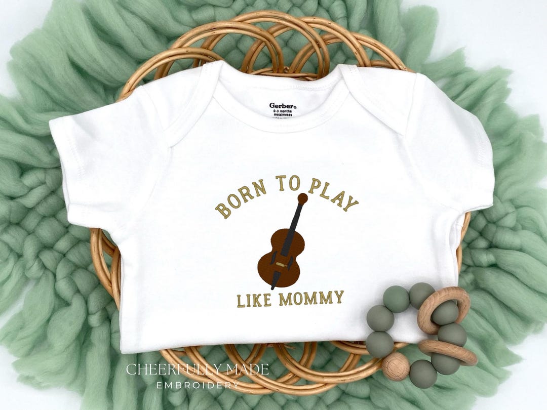 Embroidered Born to Play Cello Like Mommy Bodysuit, Cello Pregnancy ...