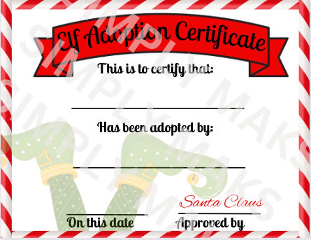 PRINTABLE Elf Adoption Certificate - Etsy