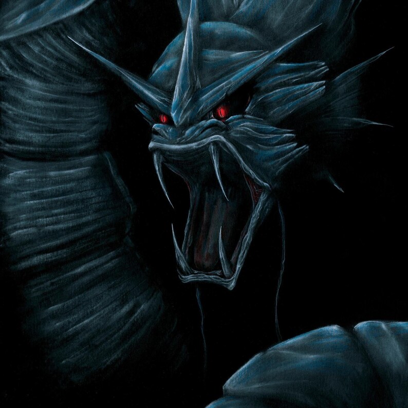 Gyarados Fantasy Art Print, Sea Dragon Pokemon Poster, Legendary Beast ...