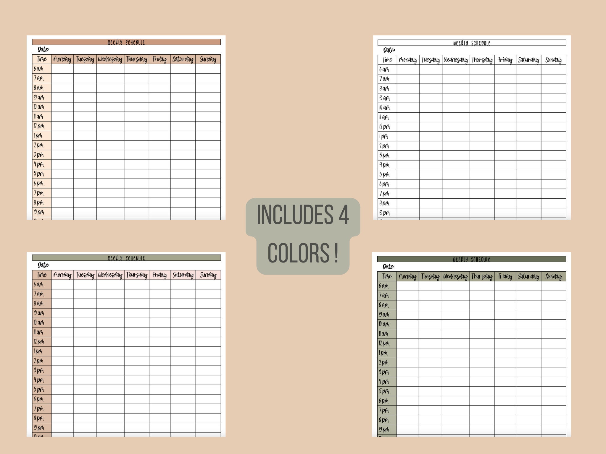 Weekly Minimal Revision/timetable Templates - Etsy