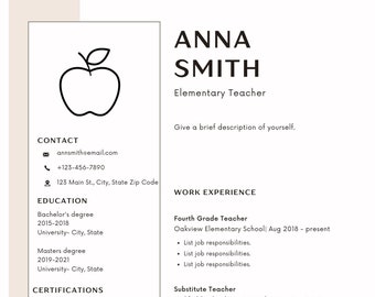 Teacher Resume Template Resume Template Teacher Template Canva Template ...