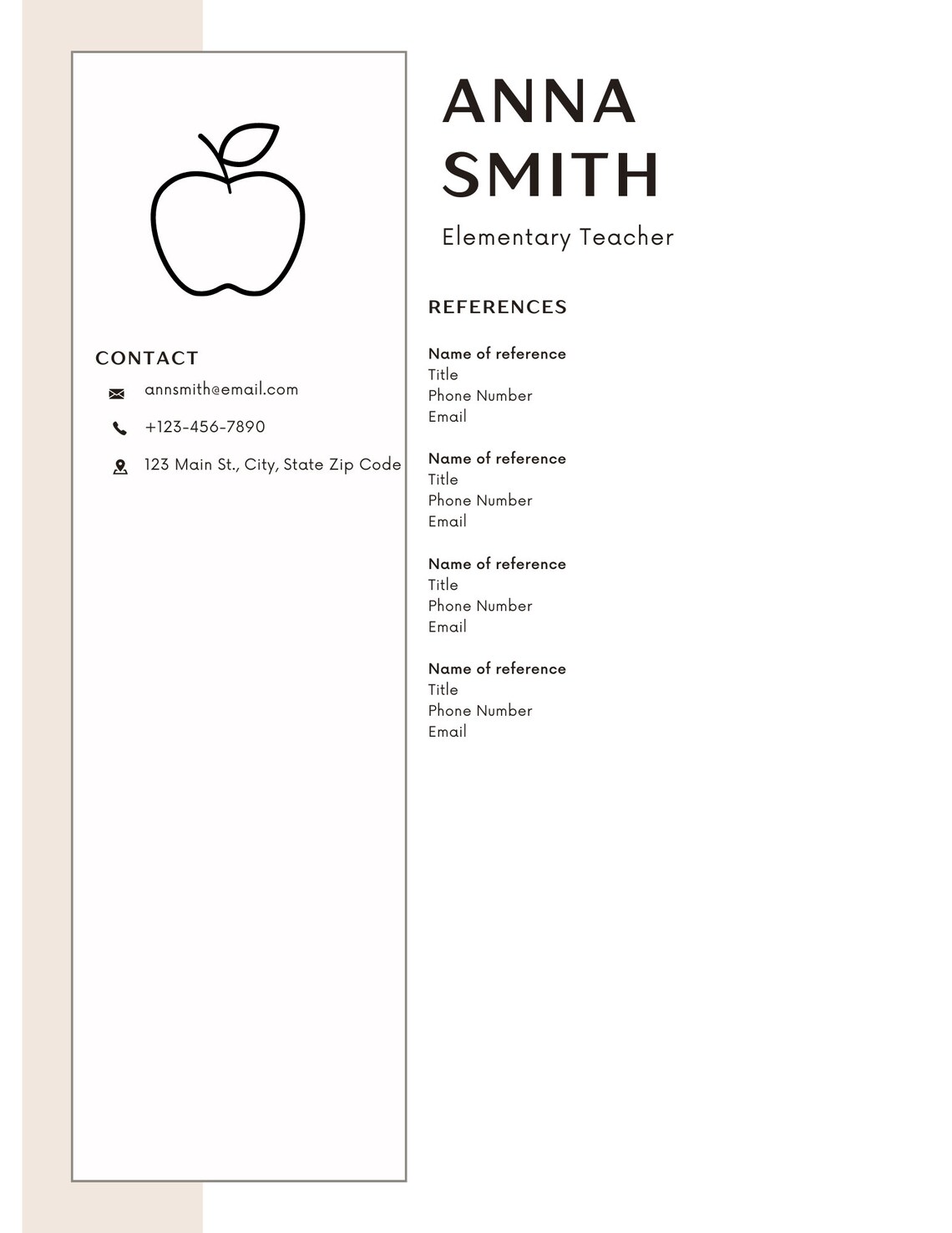 Teacher Resume Editable File in Canva Template - Etsy
