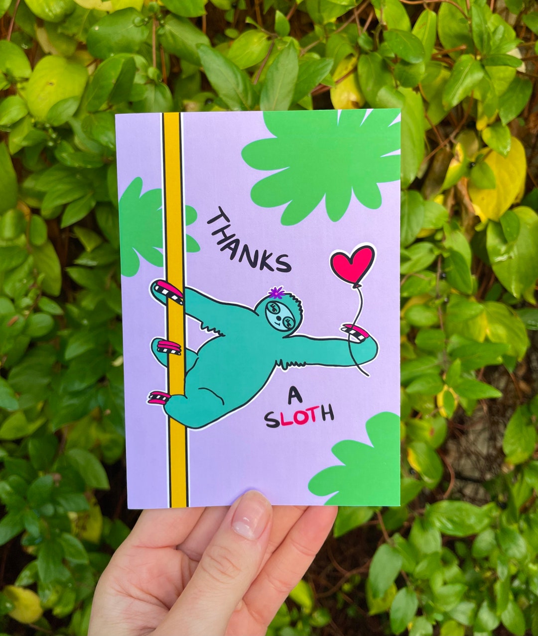 THANKS A SLOTH Thank You Card Sloth Card Sloth Thank You - Etsy