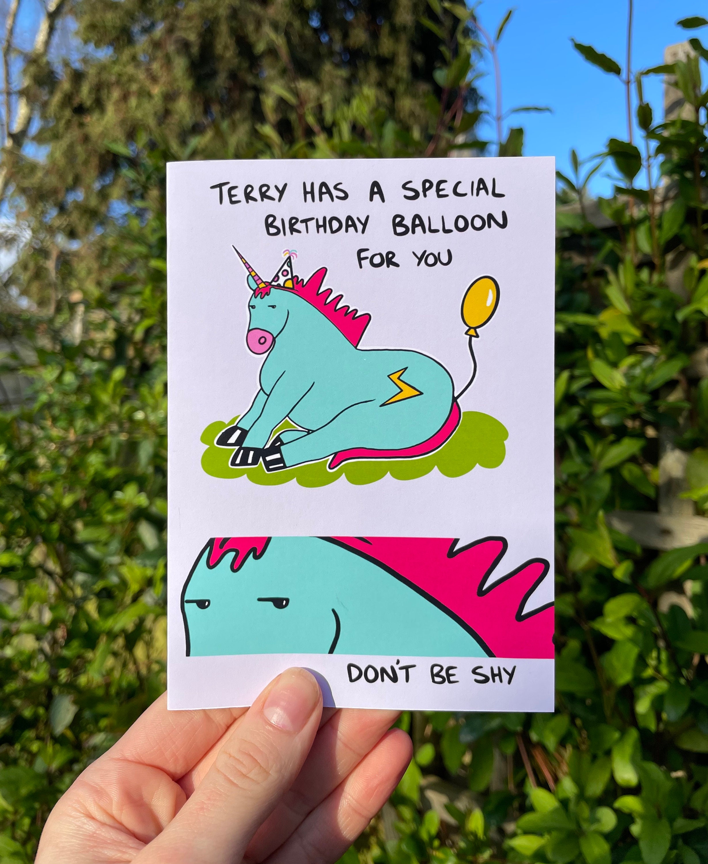 TERRY THE UNICORN Rude Card Unicorn Card Rude Birthday Card Quirky Card ...