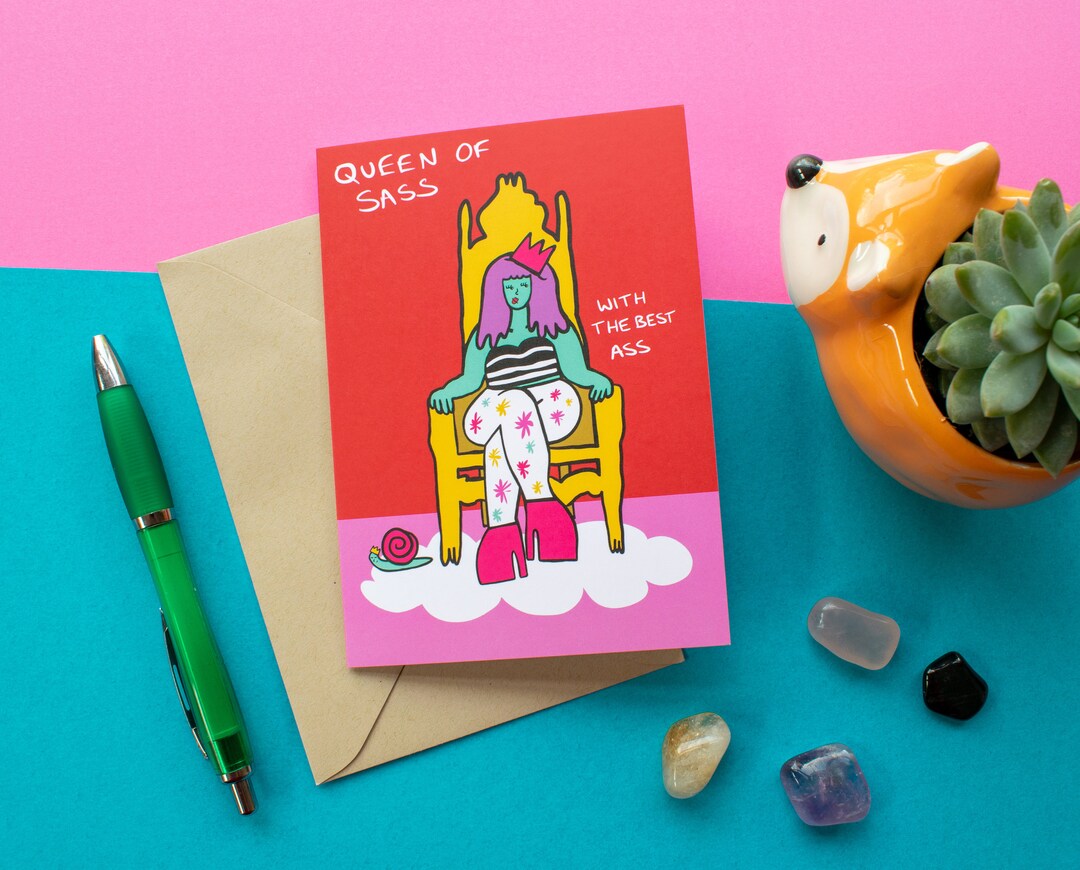 QUEEN OF SASS Funny Card, Sassy Birthday Card, Funny Greetings Card ...