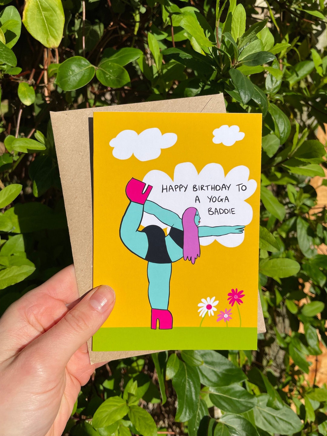 YOGA BADDIE Card Yoga Card Yogi Fun Positive Vibes Card Happy Birthday ...