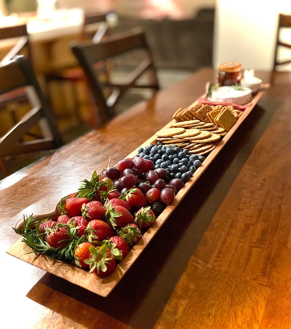 Redwood Dough Bowl 42 Inches Long Wooden Charcuterie Board Wood Food Platter Serving Tray Food Safe Candle Holder Centerpiece Each Unique Etsy UK