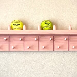 Softball Display Shelf and Peg Rack for Medals Display for Game Balls ...