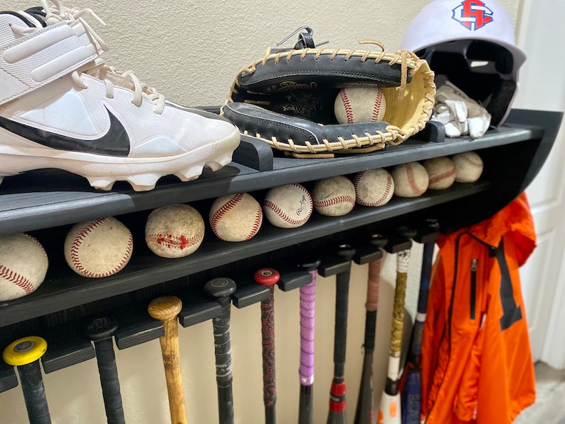 Baseball Bat Rack Glove and Hat Storage Baseball Gear - Etsy