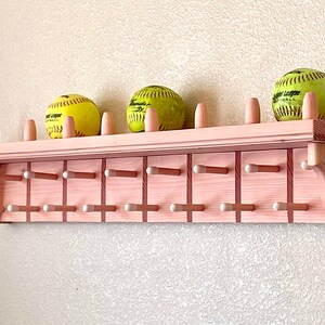 Softball Display Shelf and Peg Rack for Medals Display for Game Balls ...
