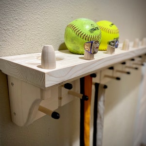 Softball Display Shelf and Peg Rack for Medals Display for Game Balls ...