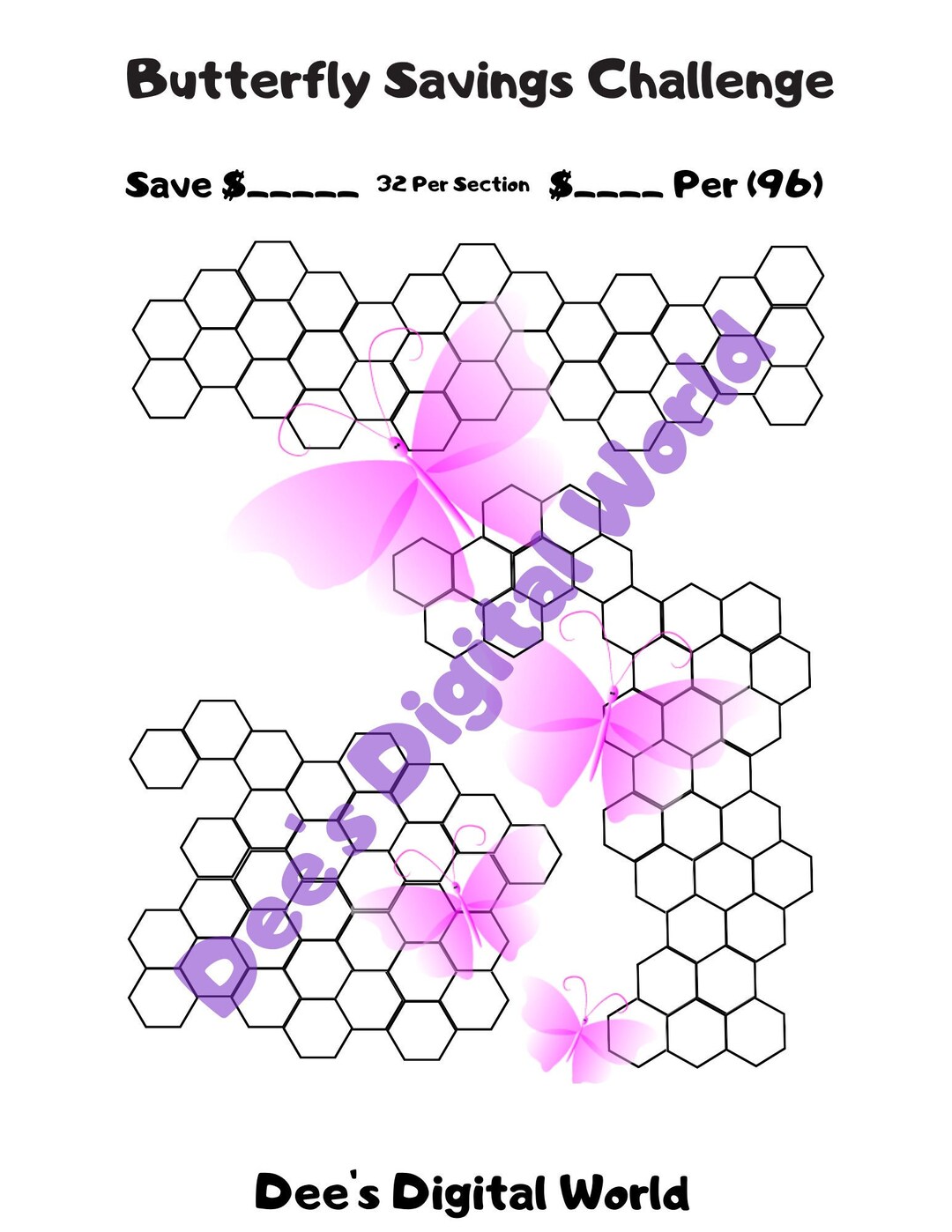 Butterfly Savings Challenge Printable With Envelope (low Income) - Etsy