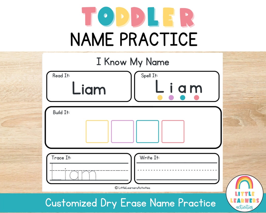 Name Recognition, Toddler Activity, Customized Dry Erase Name Mat, I ...