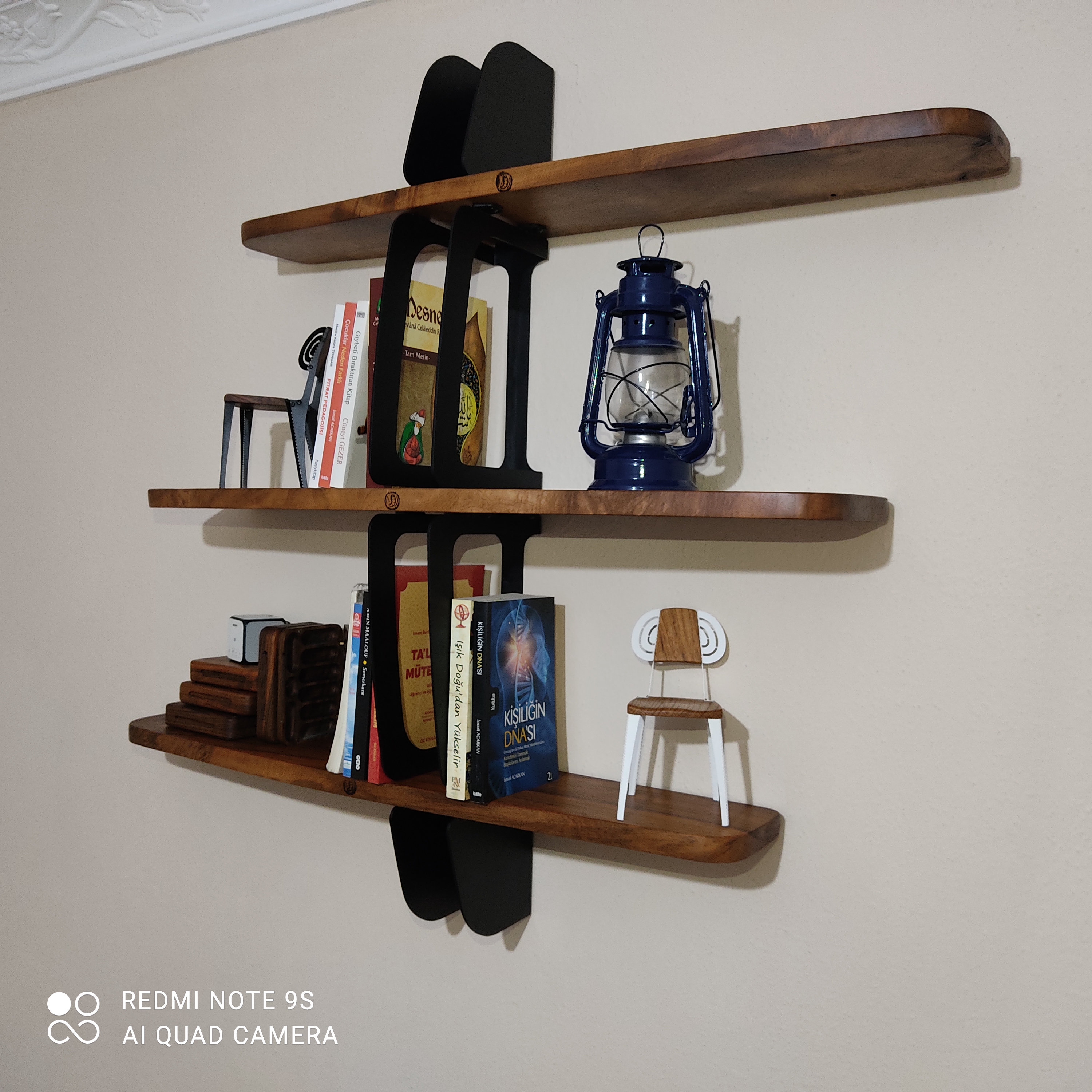 Industrial Book Shelf, Solid Wood Bookcase, 3 Tiers Rustic Book Case ...